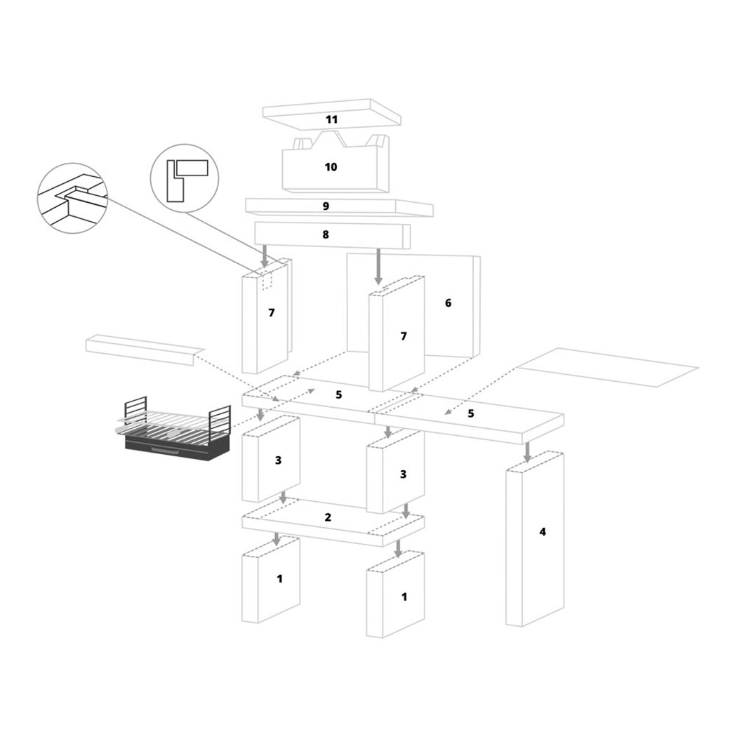 Barbecue en Pierre CS-608 – Inox, Grille 60 Ajustable et Montage Facile