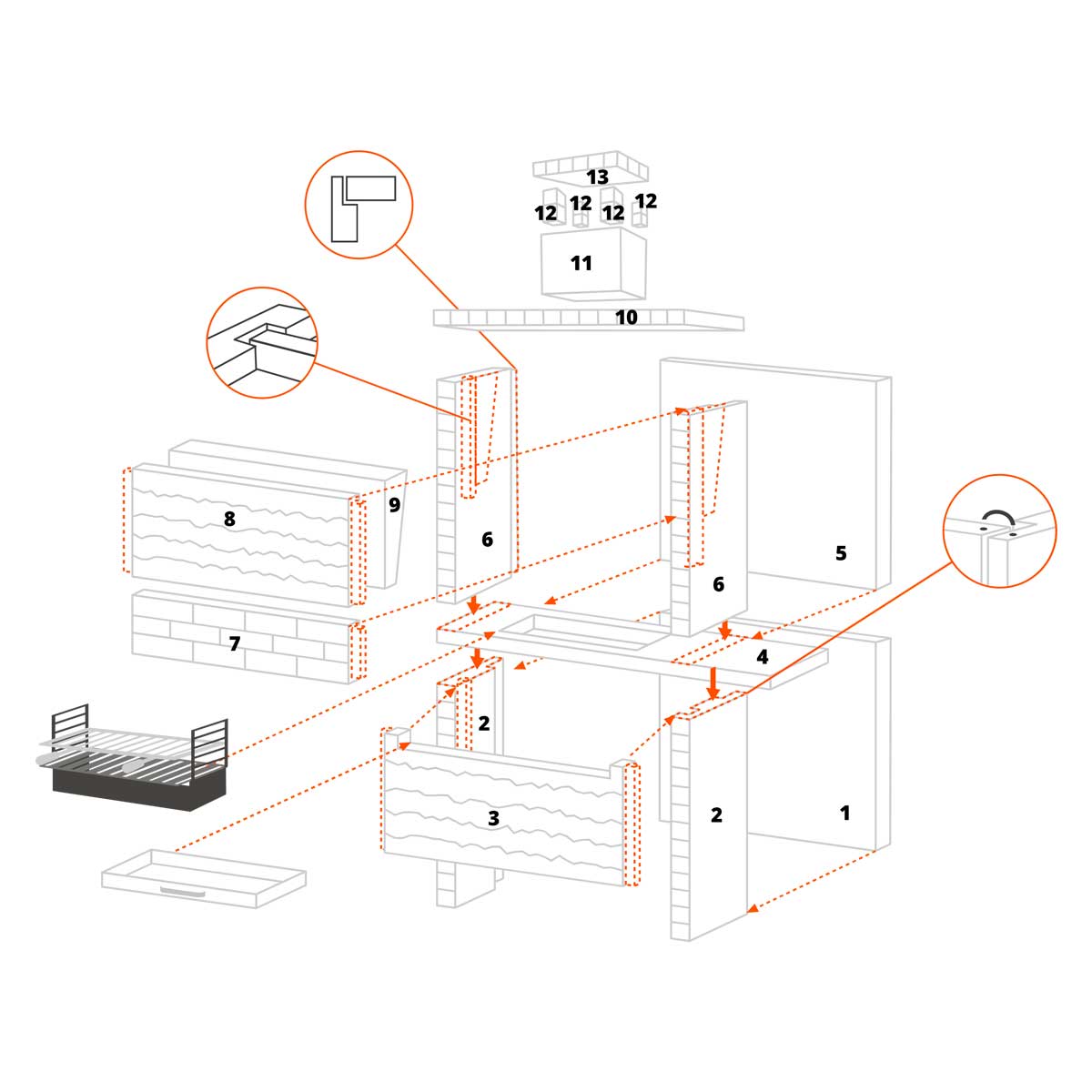 Barbecue Fixe en Pierre et Briques Réfractaires CS302 | FR-Barbecue.com